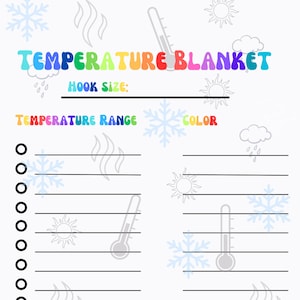 Printable Temperature Blanket Printable Chart Printable Temperature ...