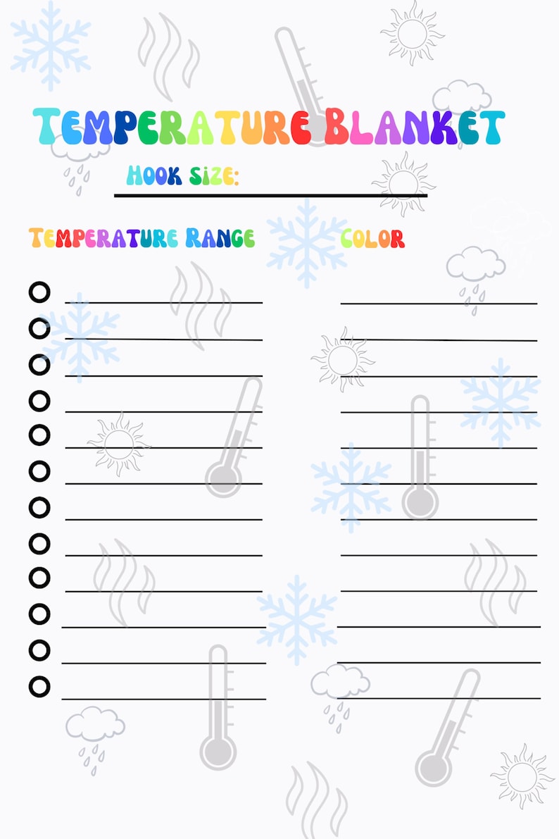 Printable Temperature Blanket Printable Chart Printable Temperature ...