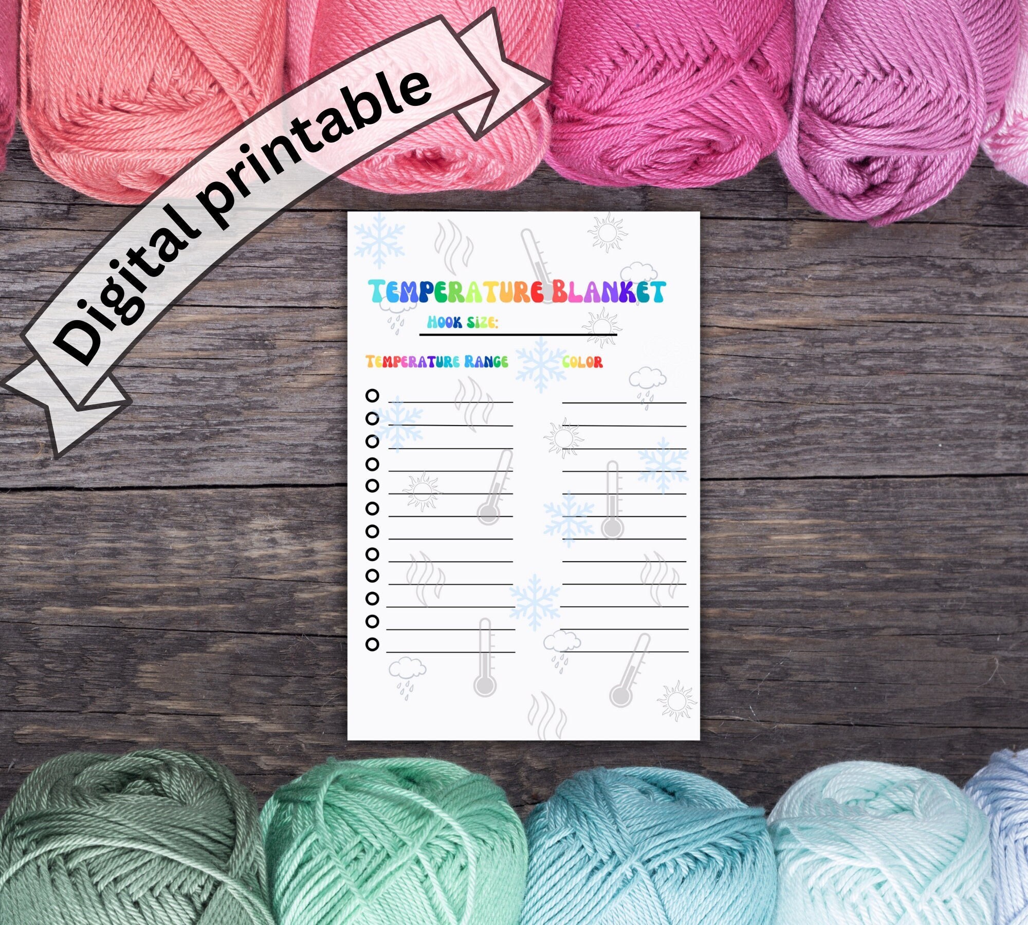 Printable Temperature Blanket Printable Chart Printable Temperature ...