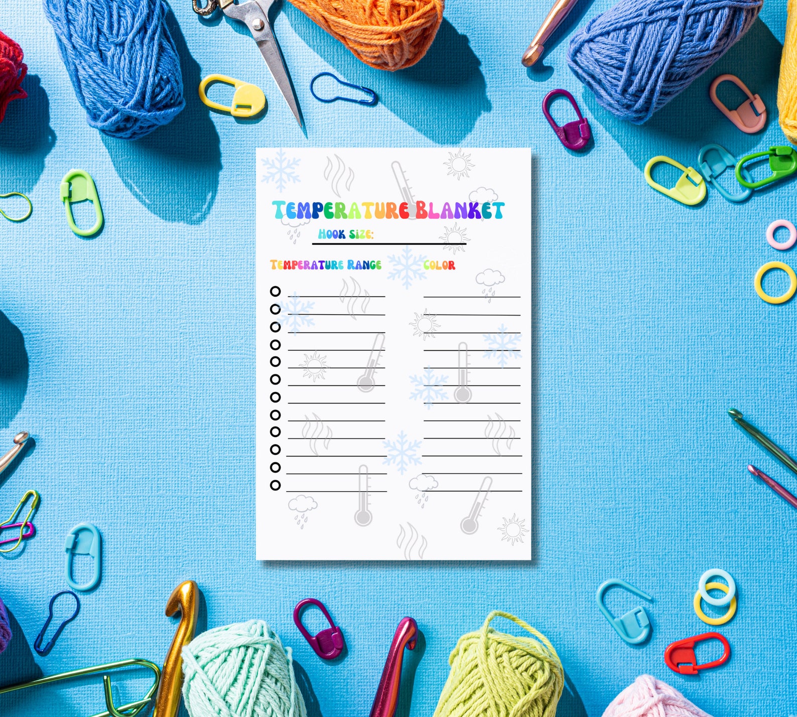 Printable Temperature Blanket Printable Chart Printable Temperature ...