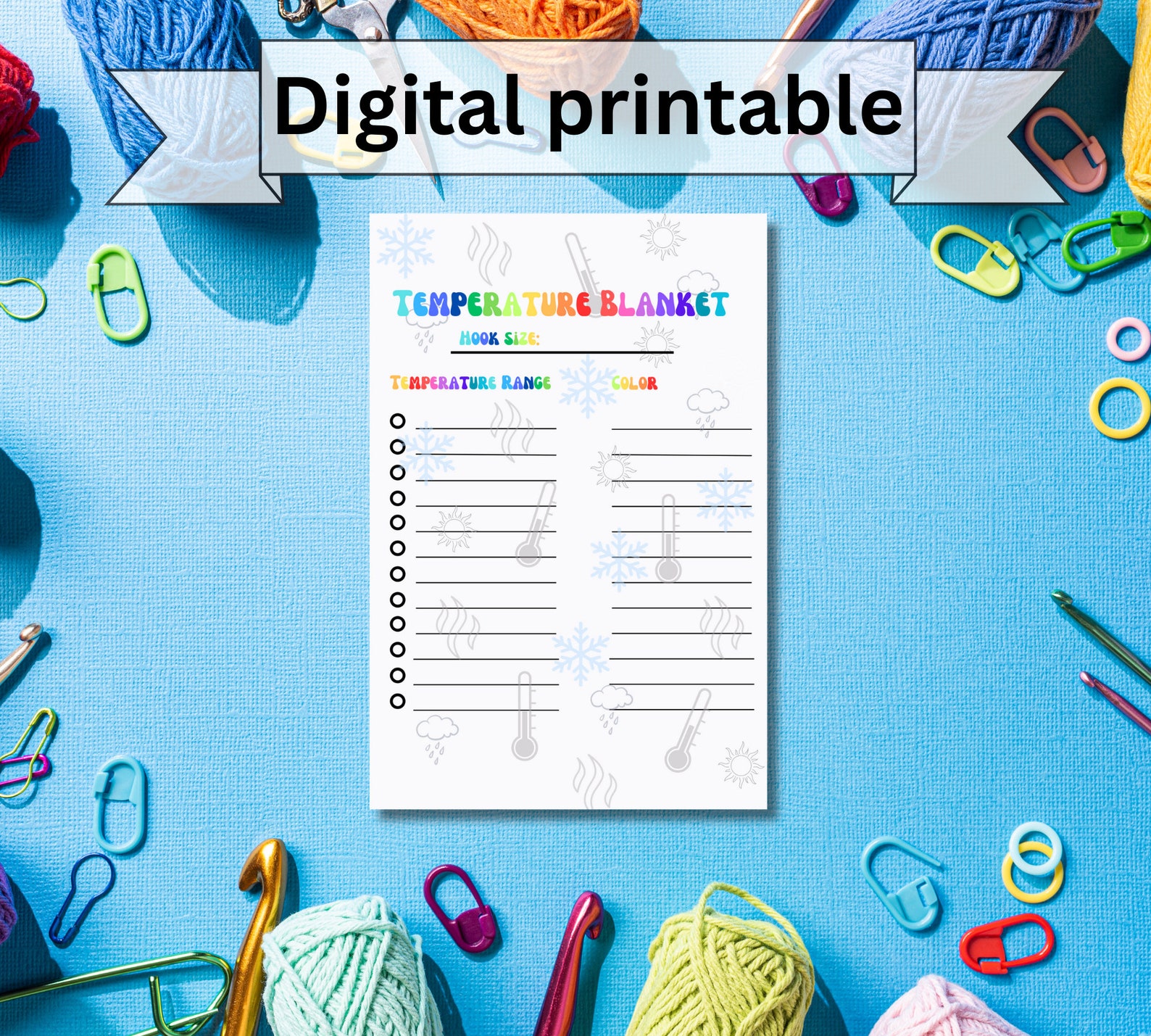 Printable Temperature Blanket Printable Chart Printable Temperature ...