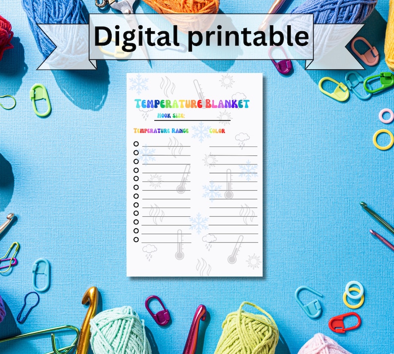 Printable Temperature Blanket Printable Chart Printable Temperature ...