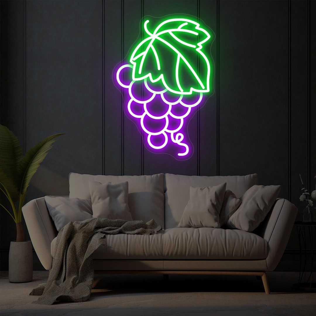 Grape Led Neon Sign,grape Night Light,cute Wall Custom Neon Decor,kids ...