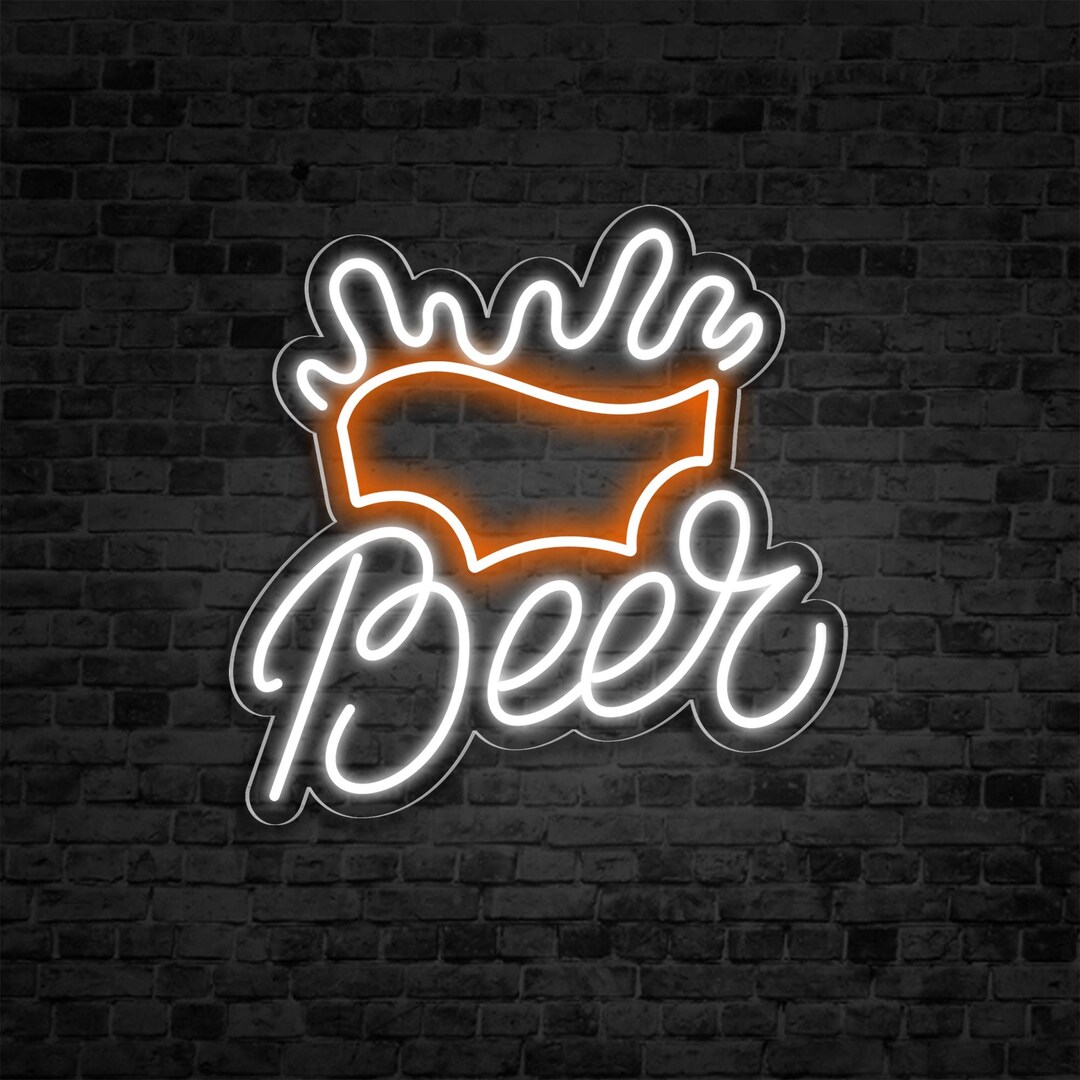 Beer Neon Sign LED Neon Beer Bar Signs for Man Cave Decor Beer Logo ...