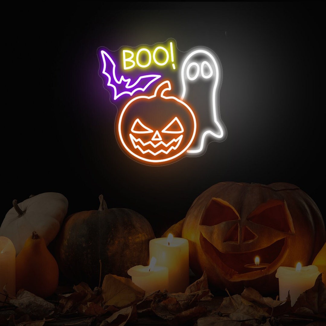 Halloween Pumpkin Neon Sign,boo Neon Party Sign,halloween Party Event ...