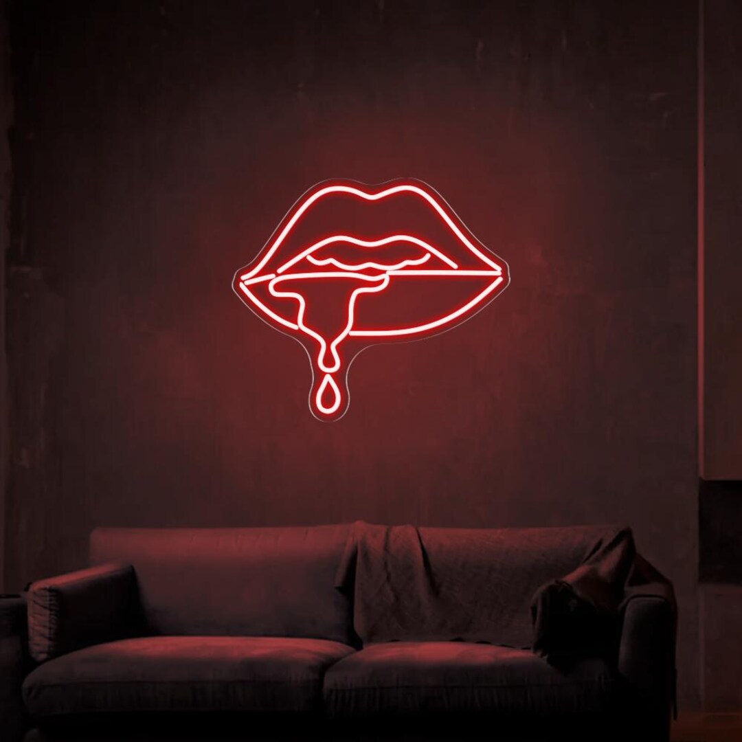 Dripping Lips Neon Sign,lips Shape Art,custom Neon Sign,led Light Lips ...