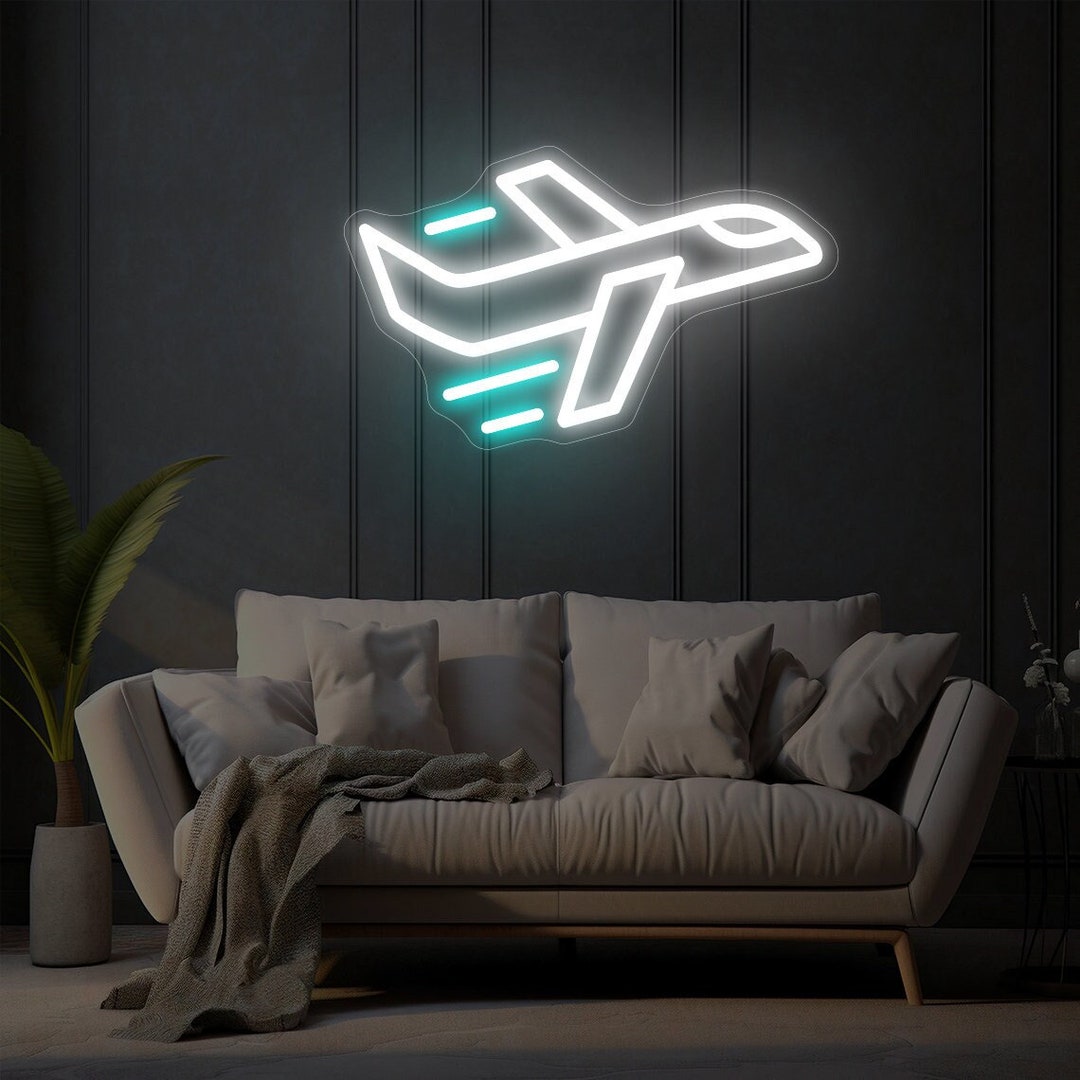 Airplane Led Neon Sign,airplane Night Light,cute Wall Custom Neon Decor ...