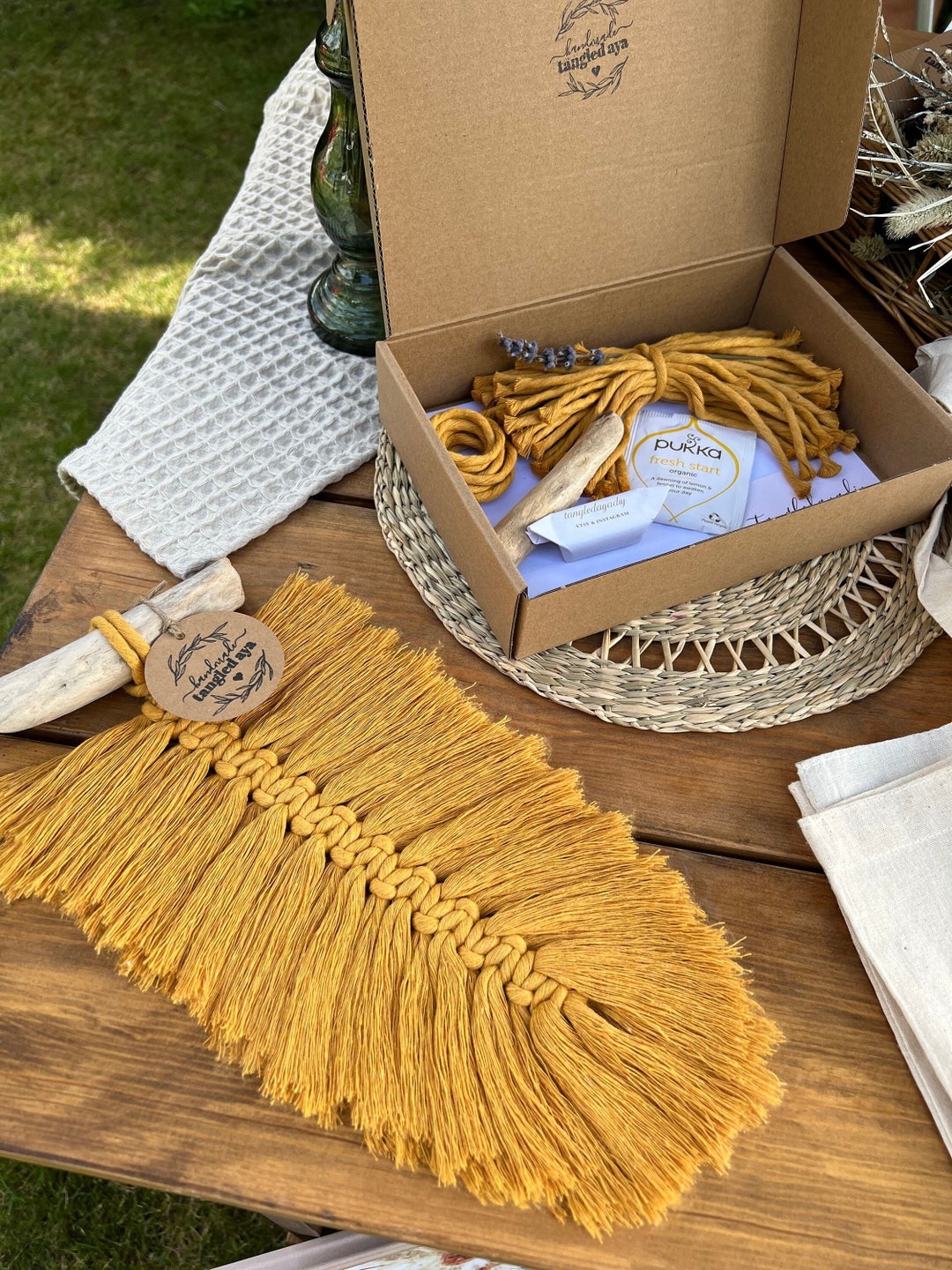 Macrame Leaf, Feather Diy Gift Set, Craft Kit, Handmade Gift Box, Wall ...