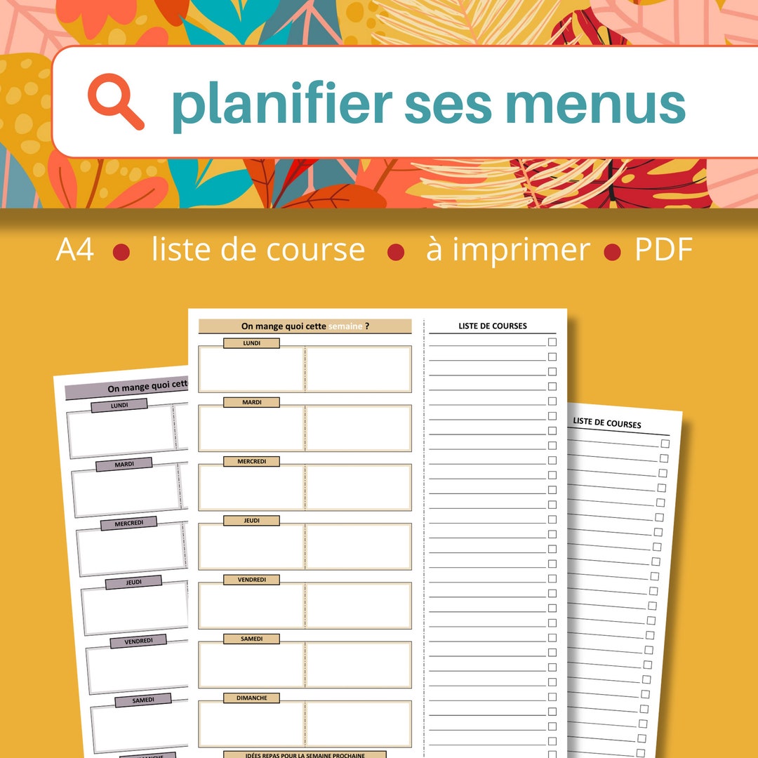 Planner Menus Week to Print, Shopping List, Meal Planner, to Do List ...