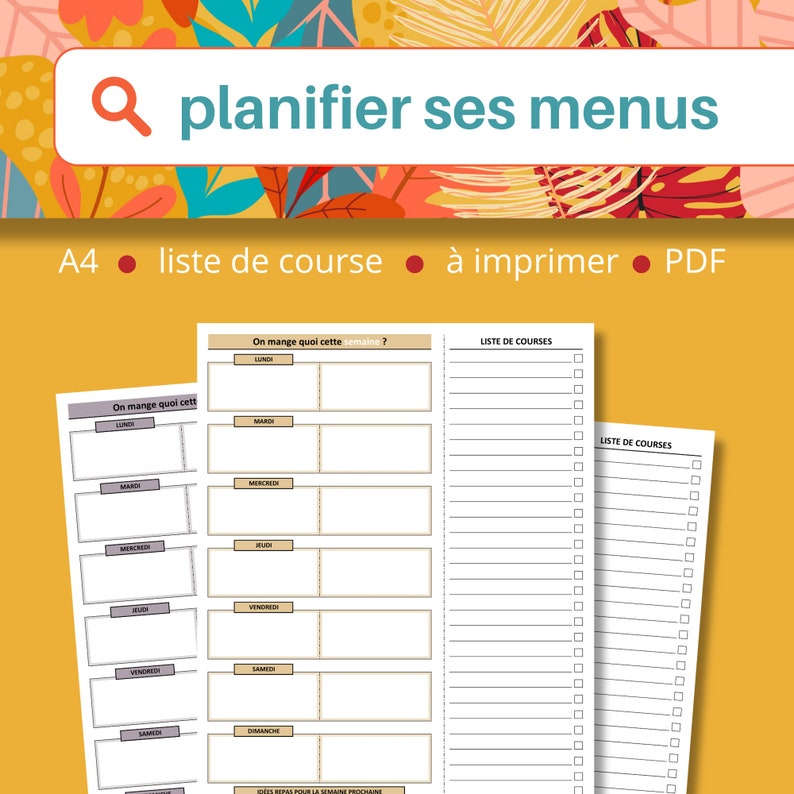 Planner Menus Week to Print, Shopping List, Meal Planner, to Do List ...
