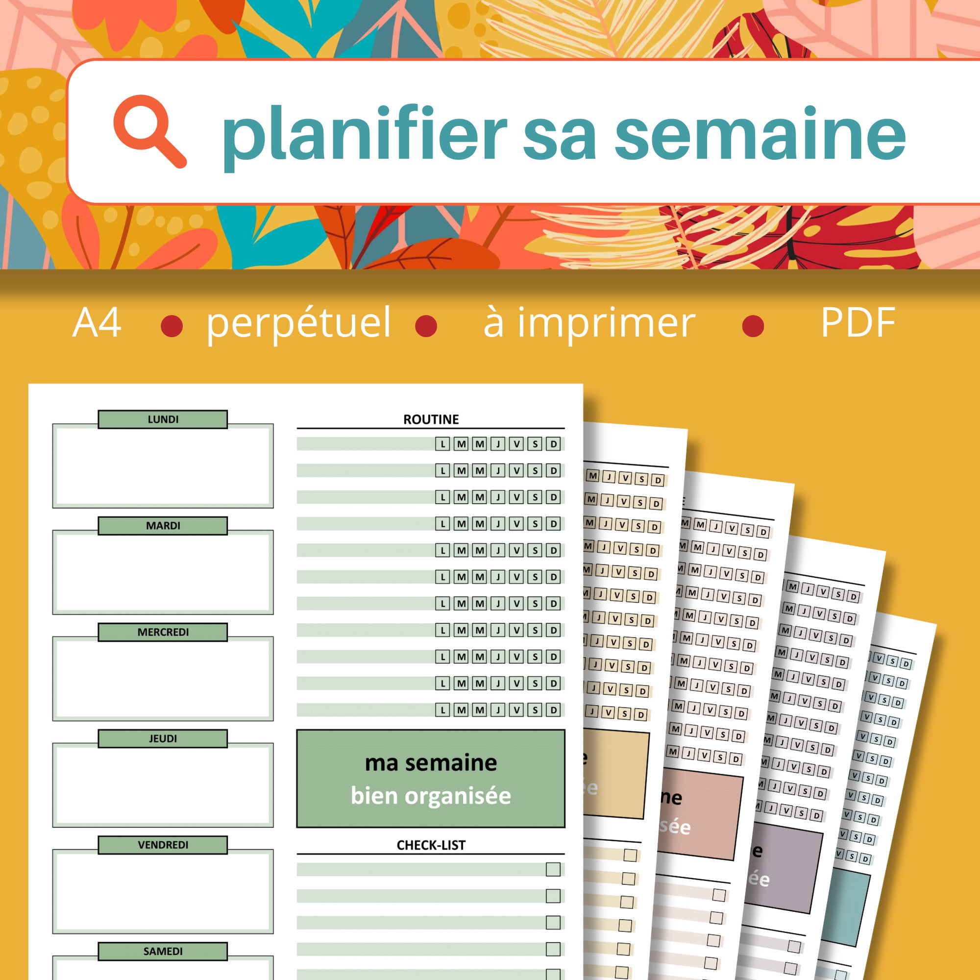 Planner Week to Print, Routine Tracker, Check-list, to Do List, Weekly ...