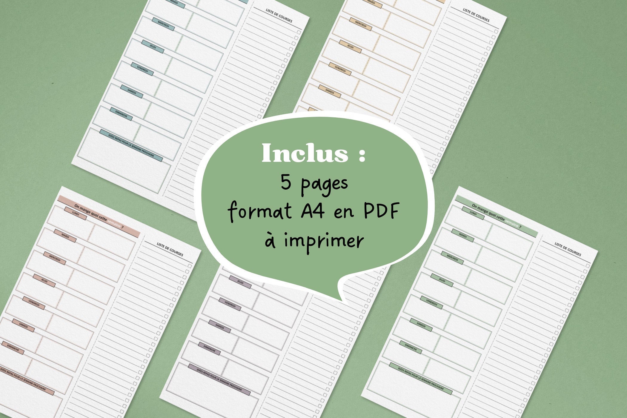 Planner Menus Semaine à imprimer Liste de course Meal - Etsy France