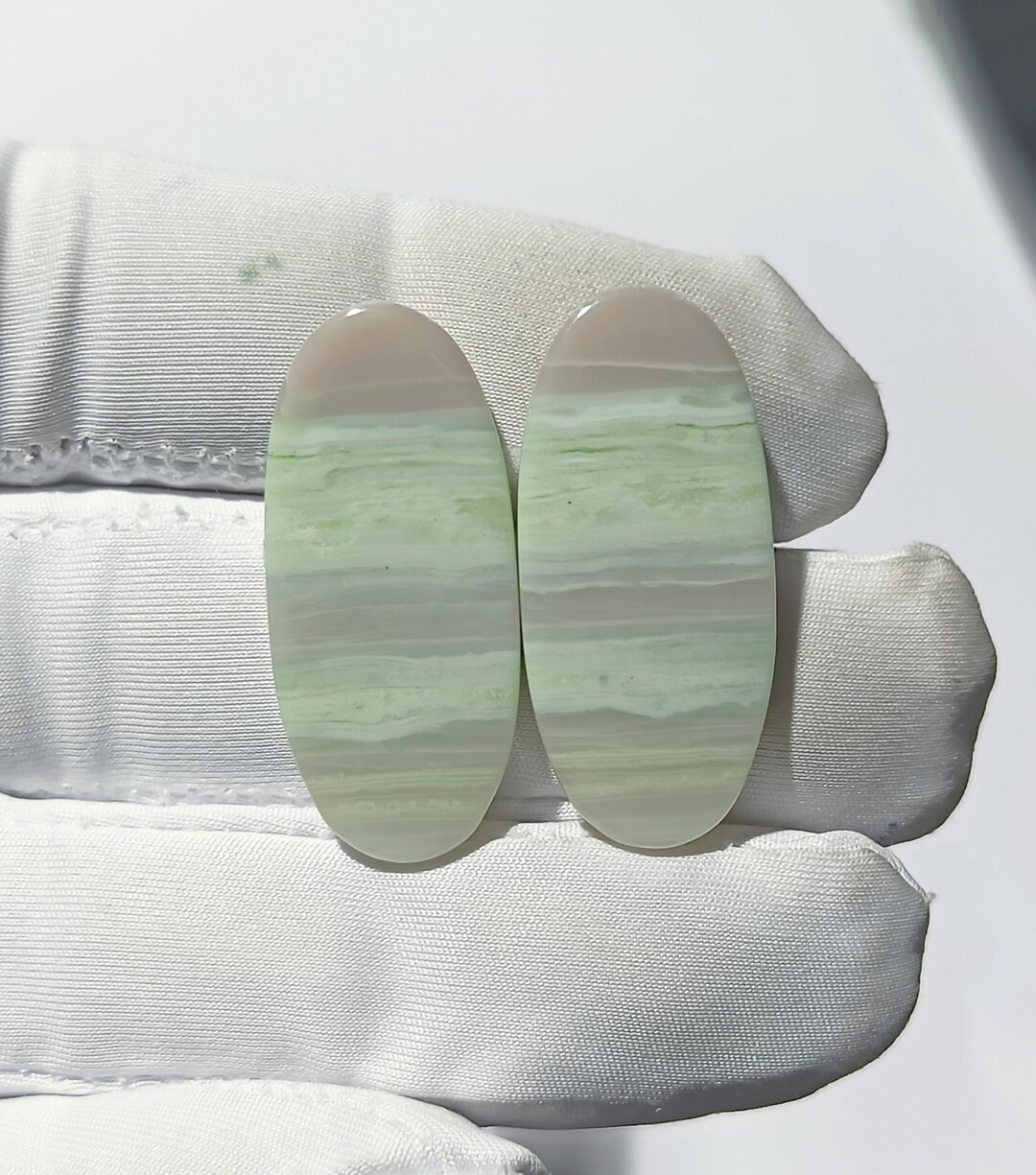 Serpentine Gemstone Cabochon Matching Pair: Oval Loose Stone, 40 Cts ...