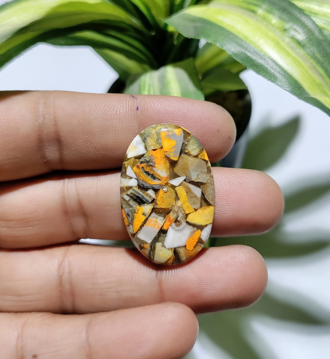 Spiny Bumblebee Jasper in Copper Matrix Cabochon Gemstone, Copper ...