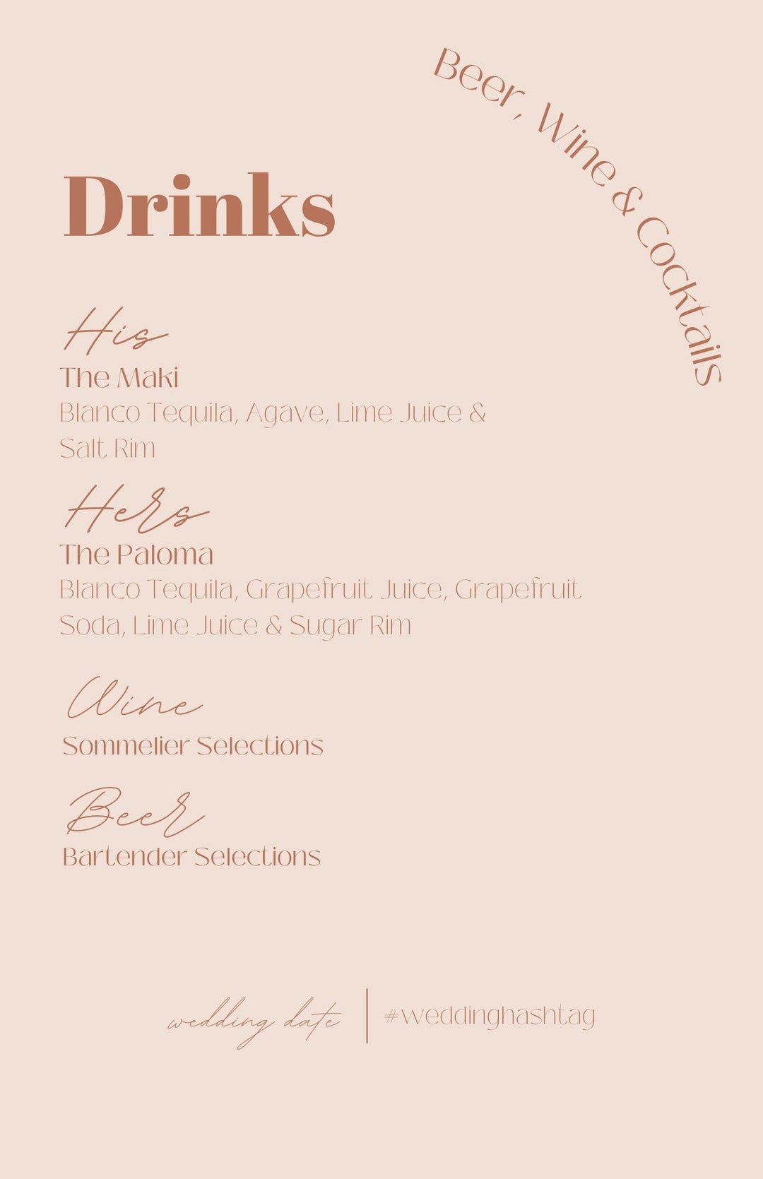 Wedding Drink Menu Template - Etsy