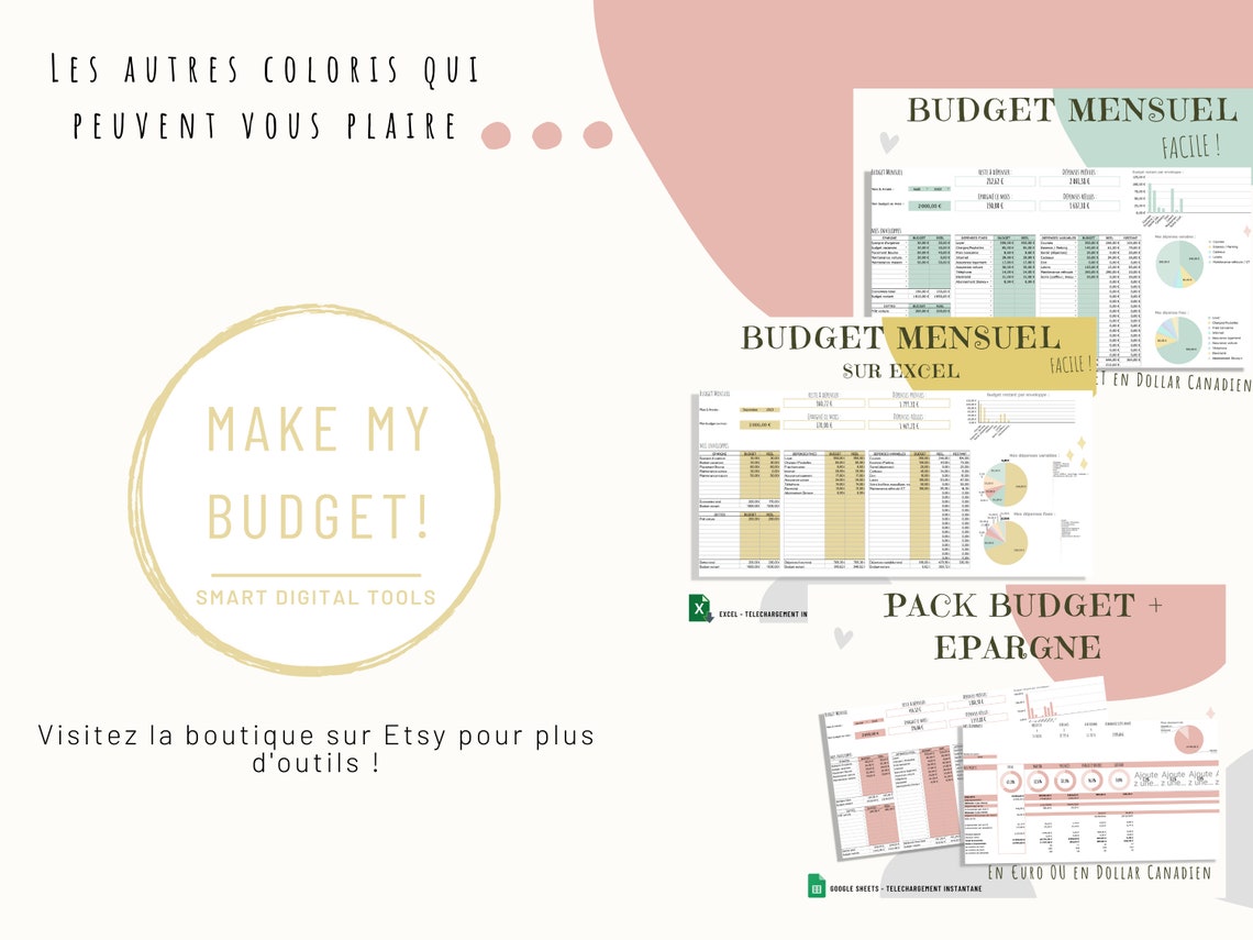 French Budget Planner, Digital Monthly Budget on Excel, Budget ...