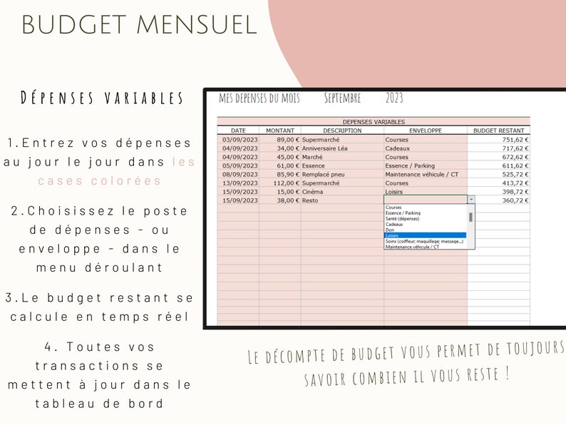 French Budget Planner, Digital Monthly Budget on Excel, Budget ...