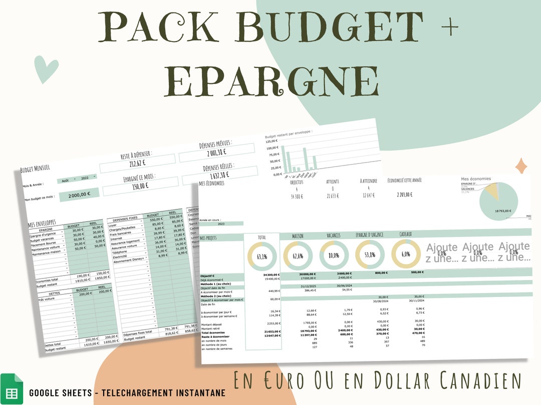 Budget Planner and Savings Tracker Bundle in French, Monthly Budget ...