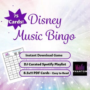 Disney Music Bingo - 75 Printable Cards, Party Game (instant Download ...