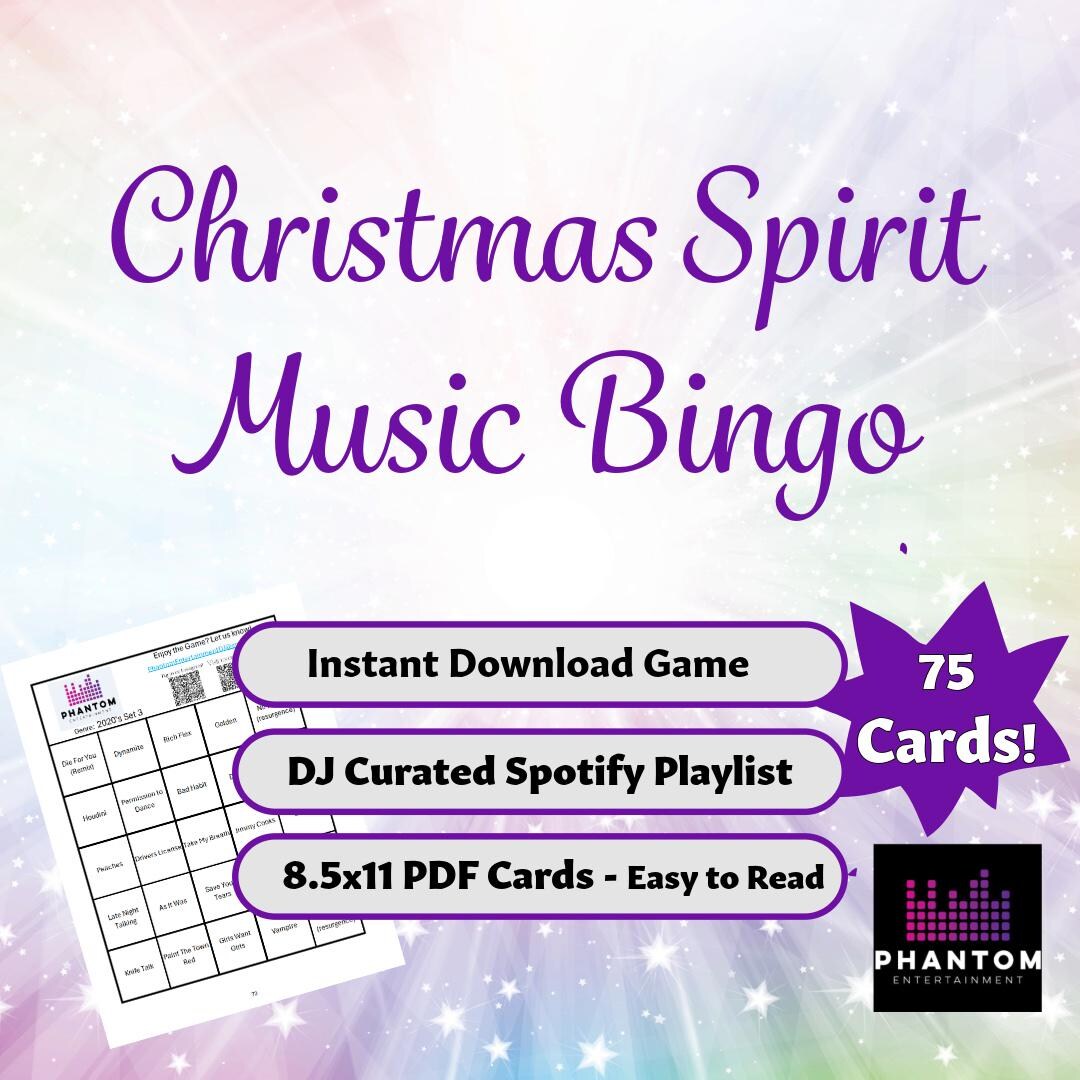Christmas Music Bingo Game: Holiday Party Activity, 125 Cards (instant ...