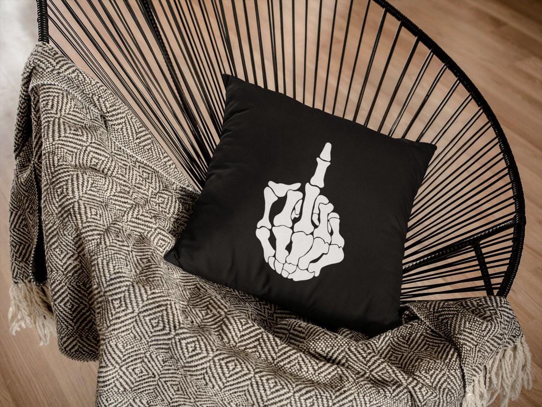 Skeleton Middle Finger Pillow Case | Halloween Pillow Case | Fall ...