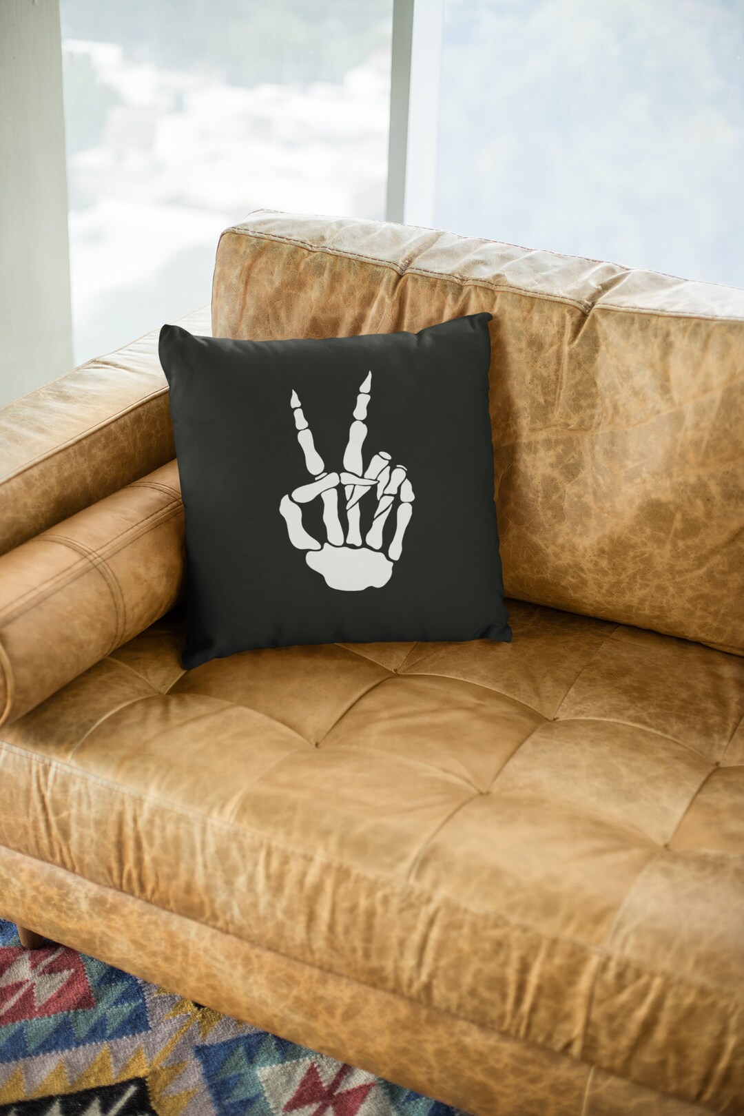 Skeleton Peace Sign Pillow Case Halloween Pillow Case Fall Pillow Cover ...