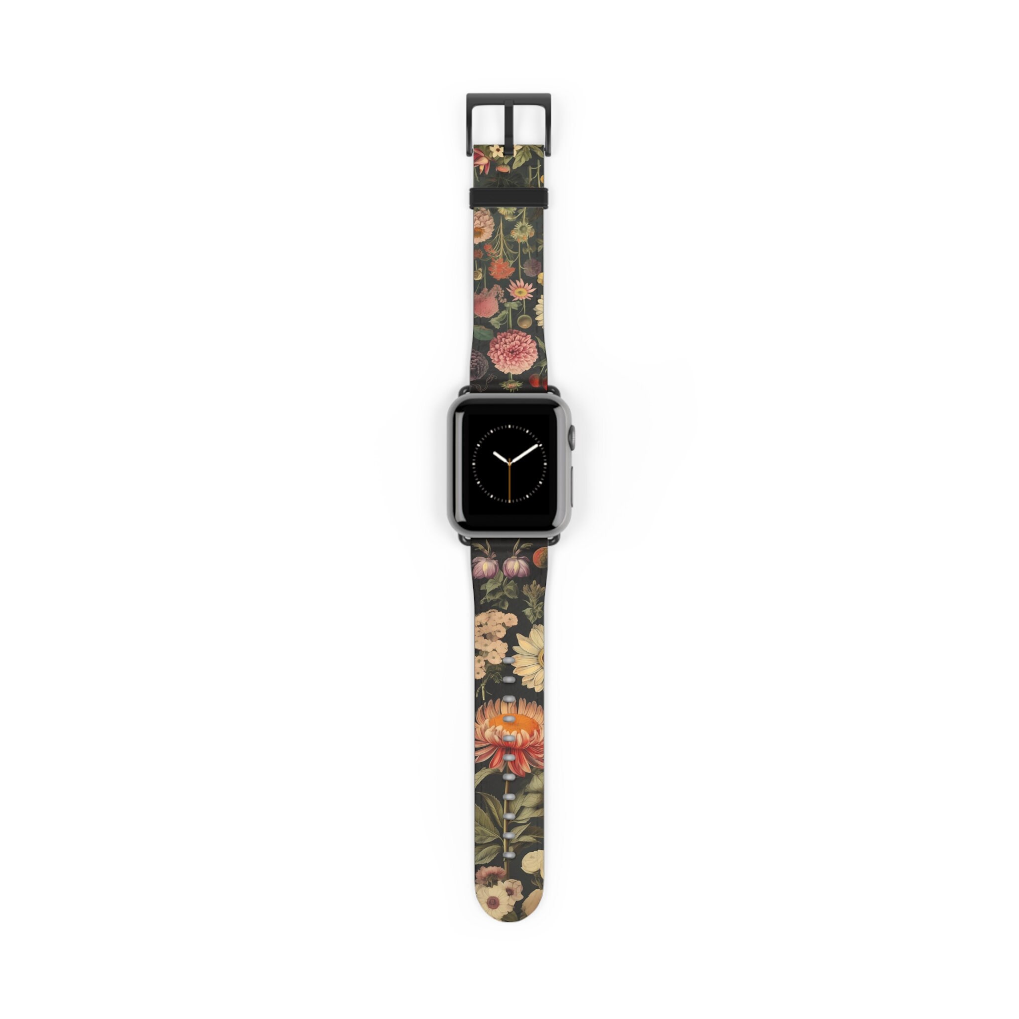 Black Watch Band, Botanical Flower Apple Watch Band Series 1, 2, 3, 4 ...
