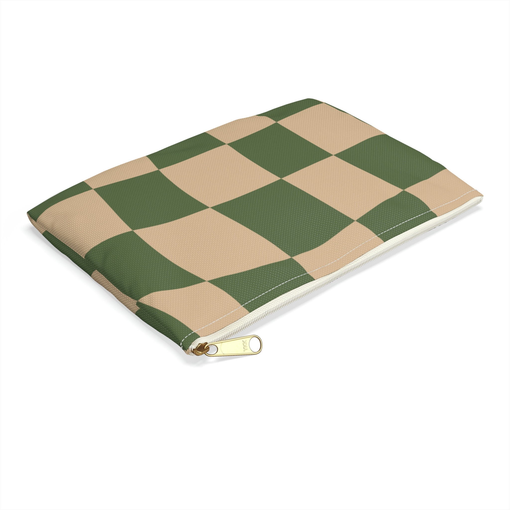 Wavy Olive Green & Beige Checkerboard Makeup Bag Accessory - Etsy