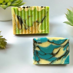 Set of 2 Artisan Handmade Bar Soaps, Natural Homemade Bar Soap, Swirl ...