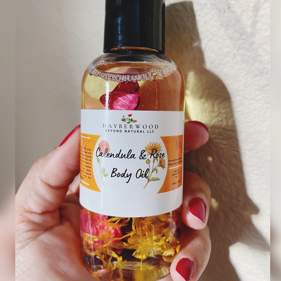 Calendula & Rose Herbal Body Oil: Organic, Lightweight, Moisturizing - Etsy