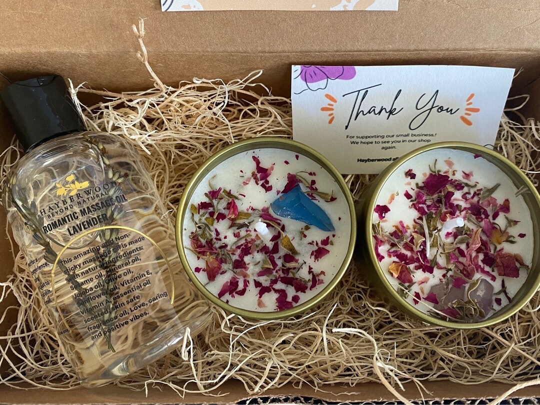 Romantic Massage Gift Set: Soy Candles & Organic Massage Oil - Etsy