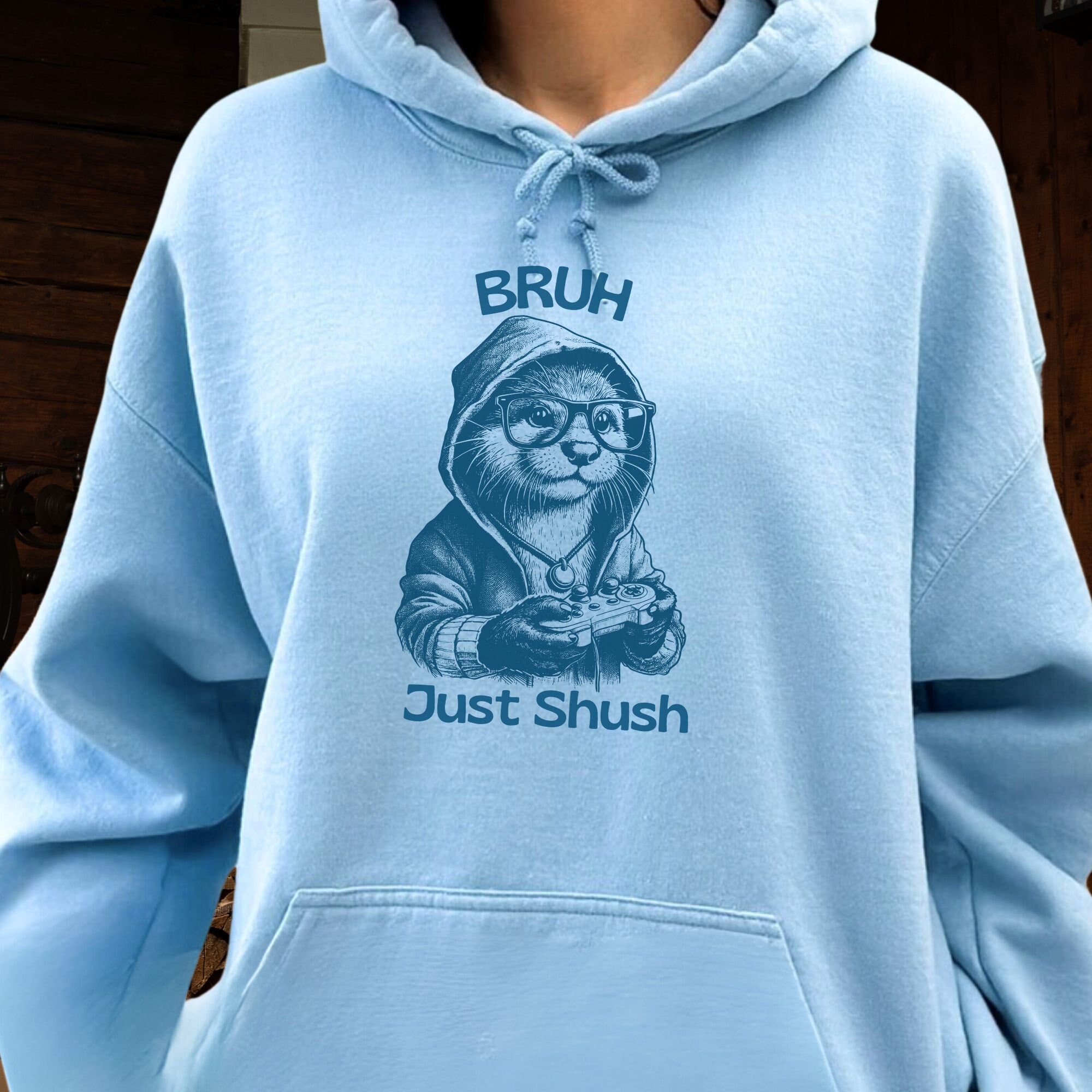 Bruh Just Shush Funny Gamer T Shirt, 90's Style Graphic Tee, Silly ...