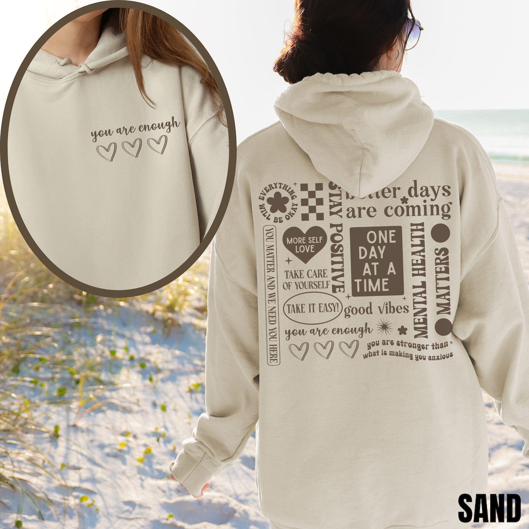 You Are Enough Hoodie, Mental Health Sweatshirt, Y2K Clothing ...