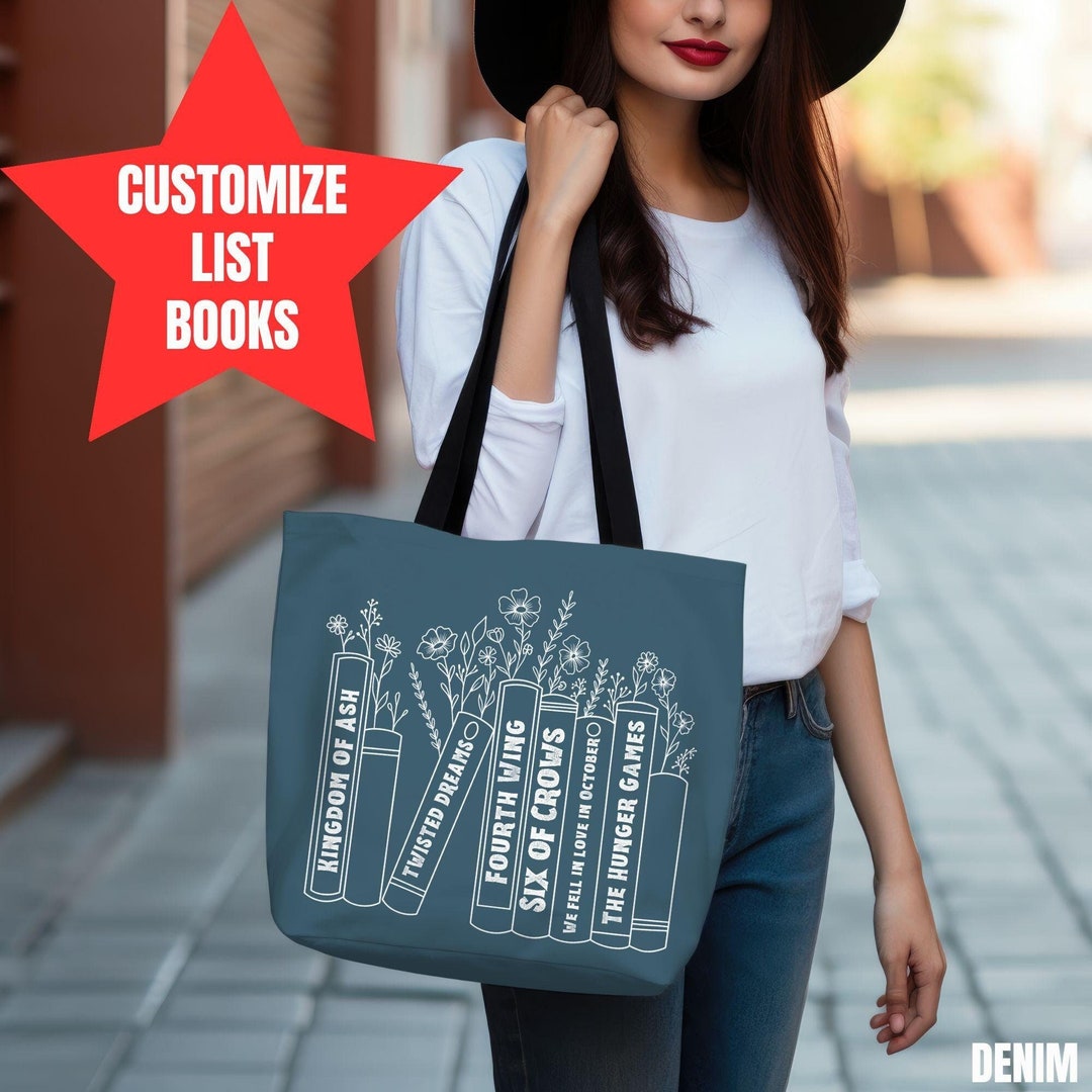 Bookloving Tote Bag Custom Bookshelf Tote Gift for Women Personalized ...