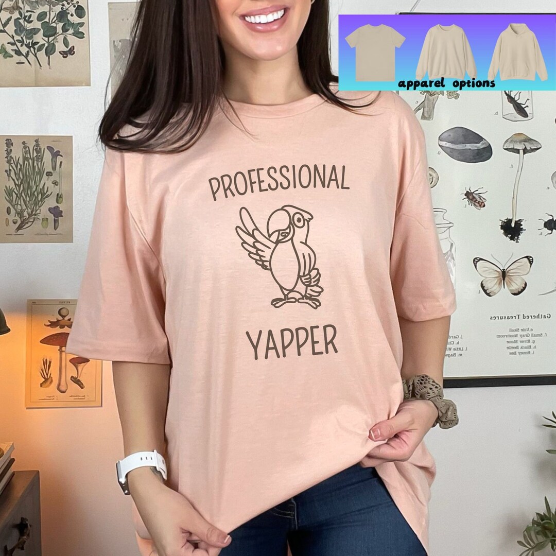 Professional Yapper Bird Shirt, Cartoon Parrot Sweater, Weird Art Tee ...