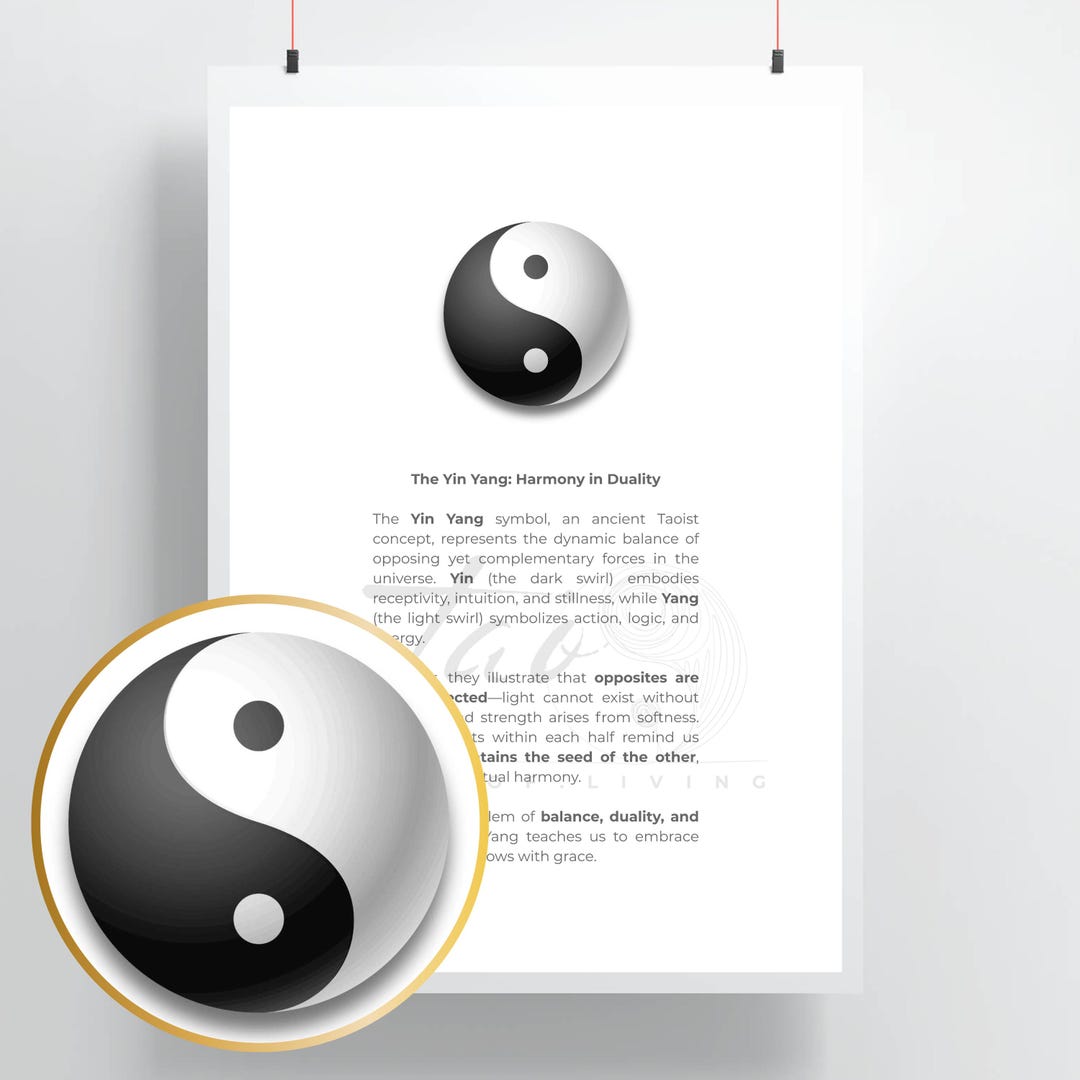 Yin Yang Minimalist PDF Instant Download | Taoist Symbol Art ...