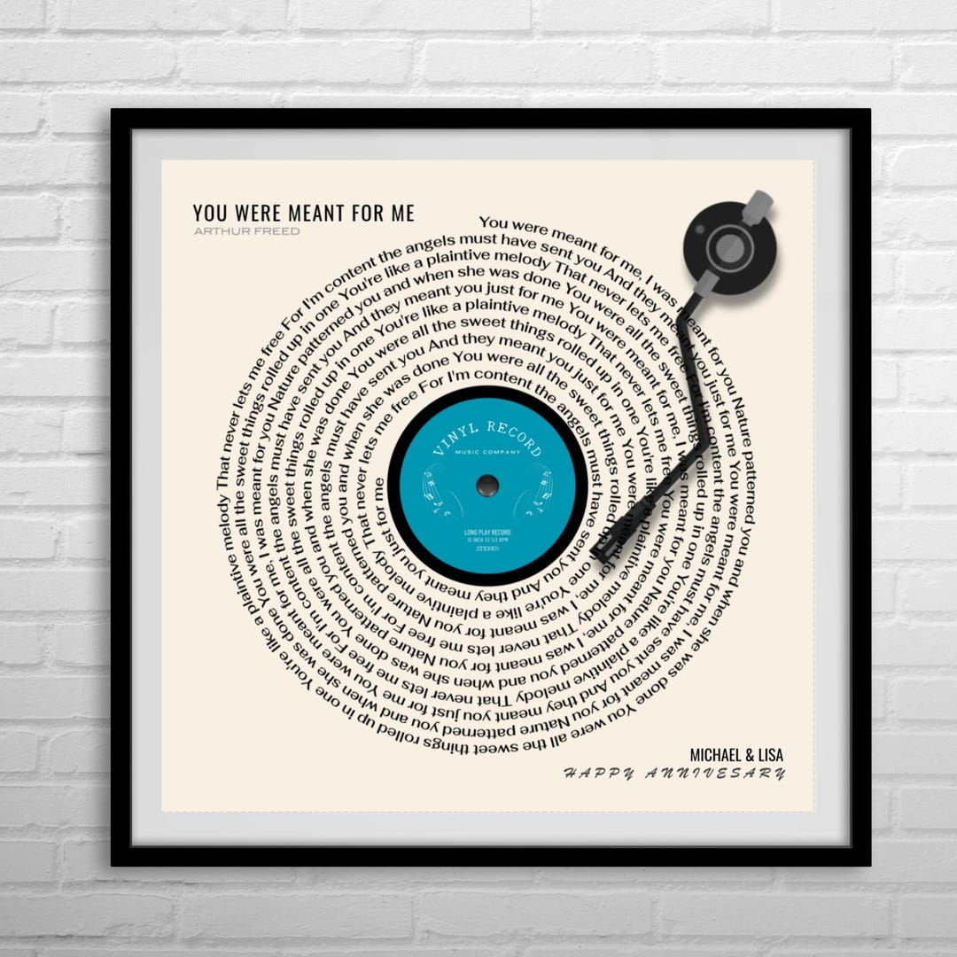 Retro Poster Gift, Custom Lyrics Wall Art, Song Lyric Design, Vinyl ...