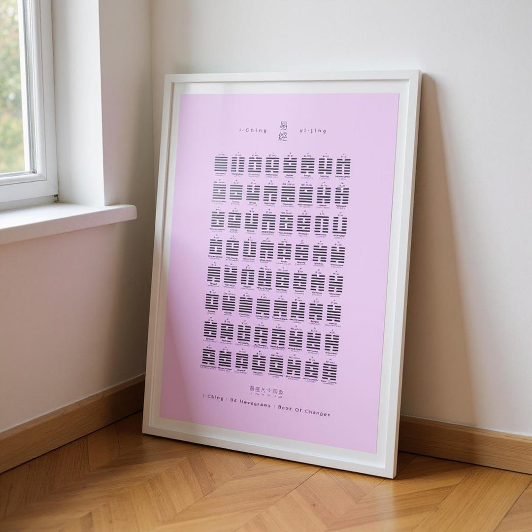 I Ching 64 Hexagrams Chart Poster, Ancient Chinese Divination Wall Art ...