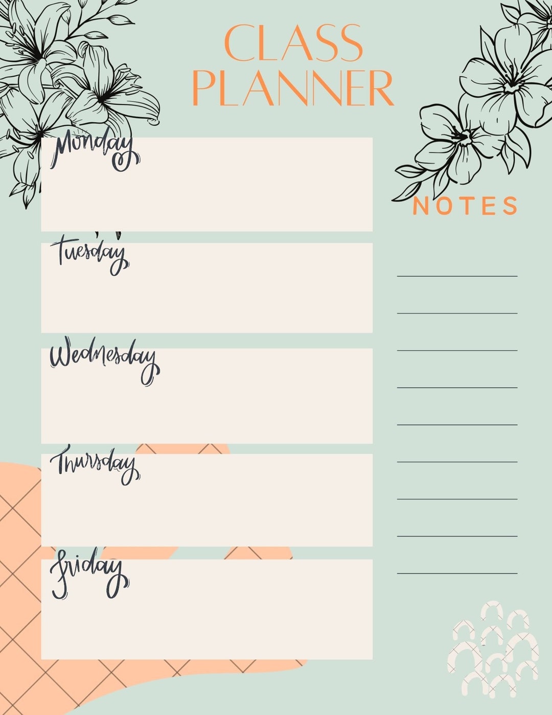 Printable Weekly School Schedule, Class Planner, Editable/fillable ...