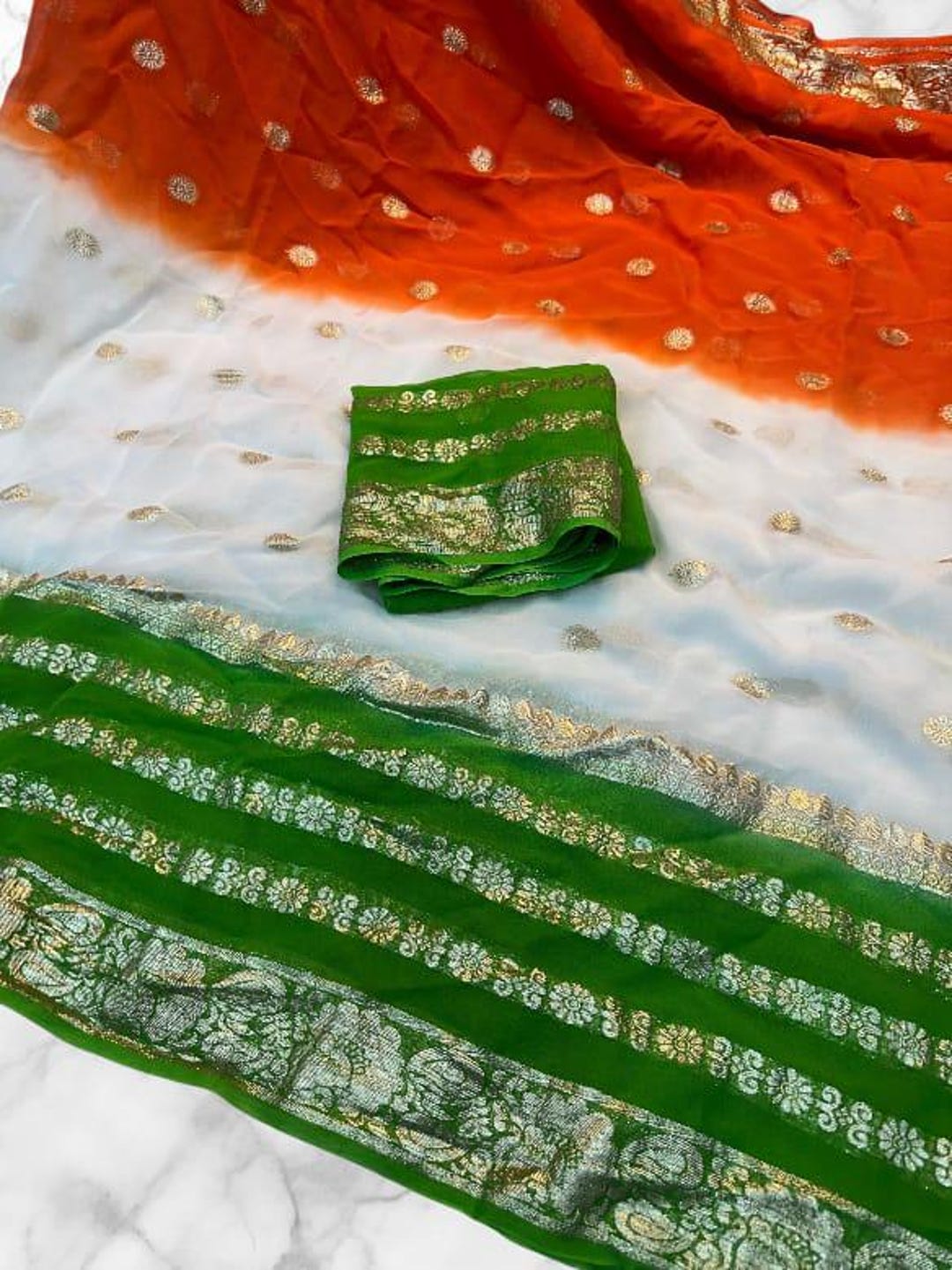 Viscose Tri-color Saree: Independence Day Celebration Saree - Etsy