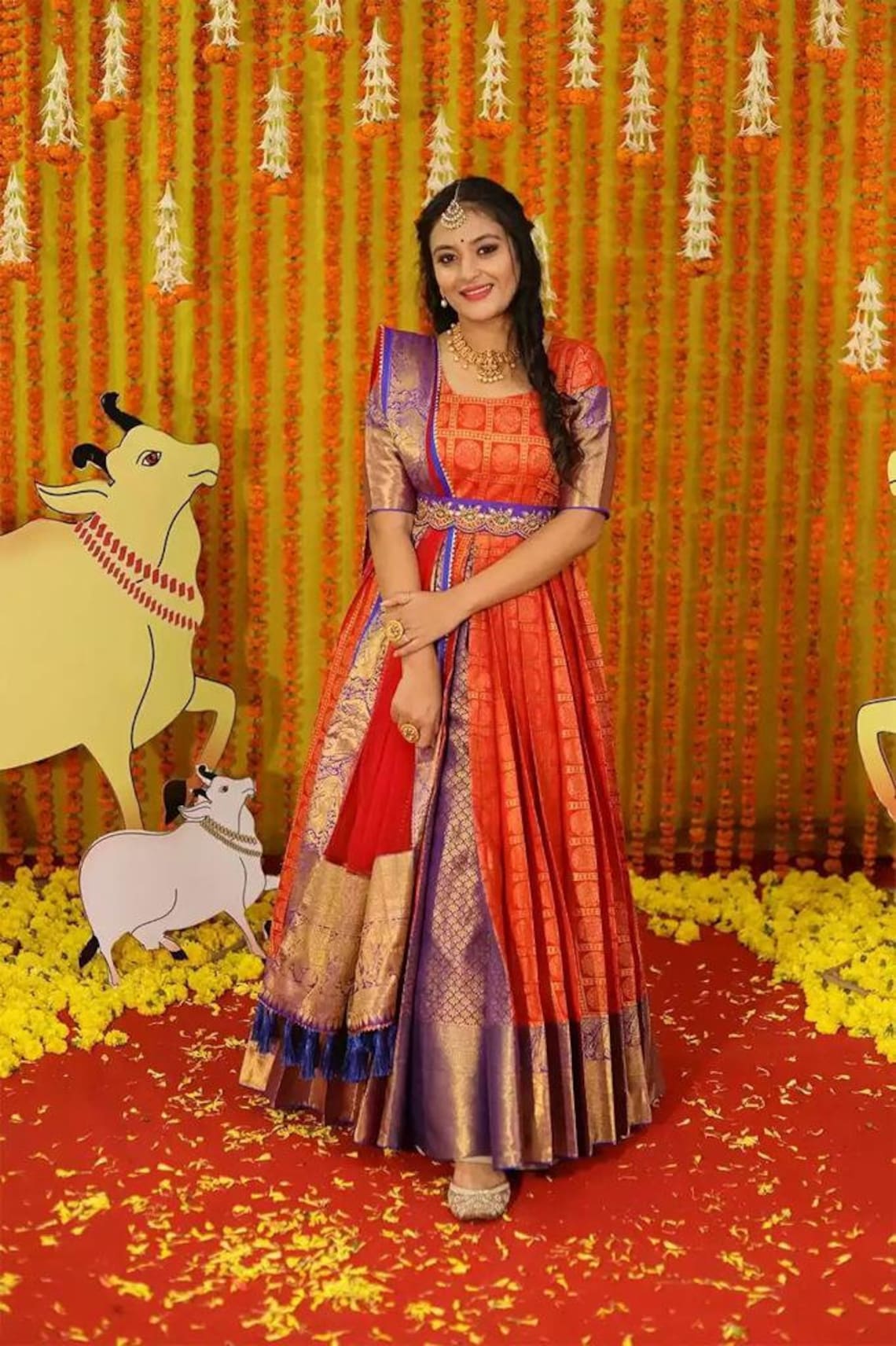 South Indian Gownsouth Indian Festival Special Pattu Gown - Etsy