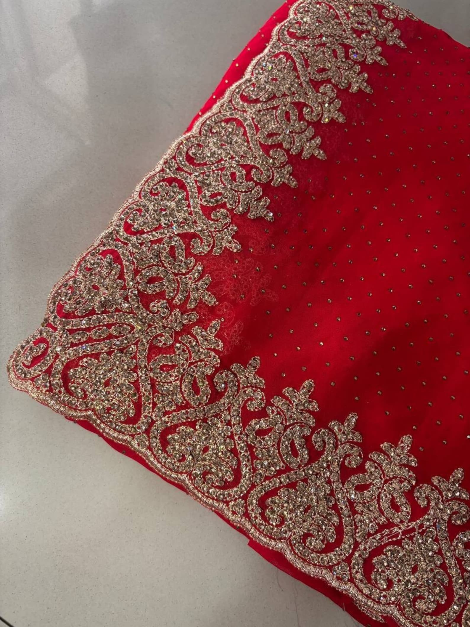 Wedding Bridal Saree,crystal Diamond Embroidery Saree,handmade ...