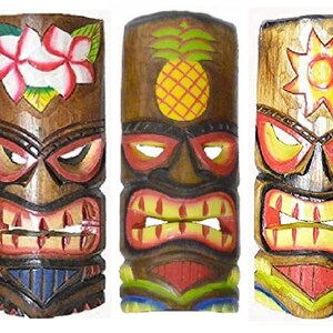 Tiki Mask 12 Large Set of 5 Polynesian Hawaiian Wall Decor Tropical ...