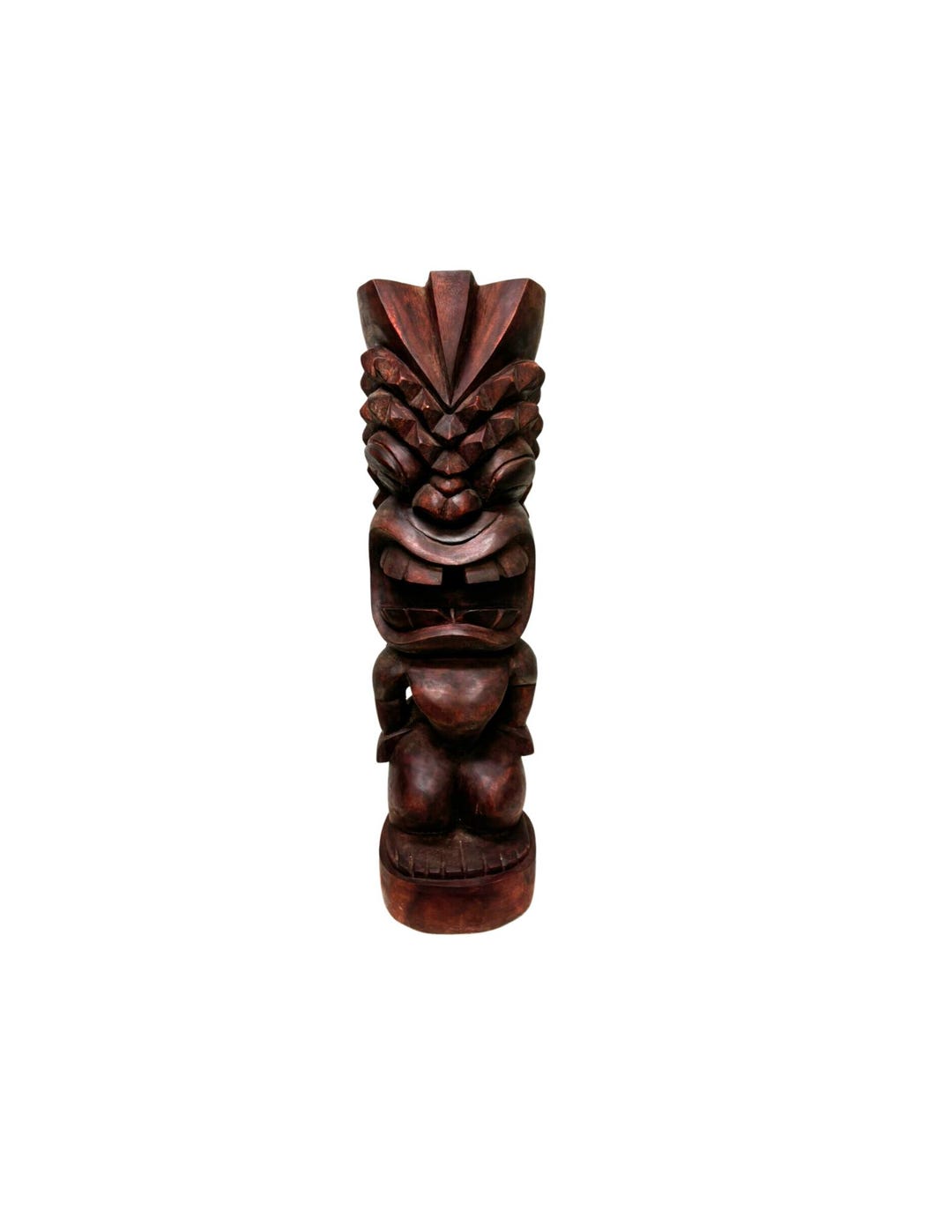 3FT Heavy Ku Ancient God of War Wooden Hand Carved Beautiful Tiki Totem ...