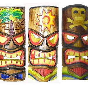 Tiki Mask 12 Large Set of 5 Polynesian Hawaiian Wall Decor Tropical ...