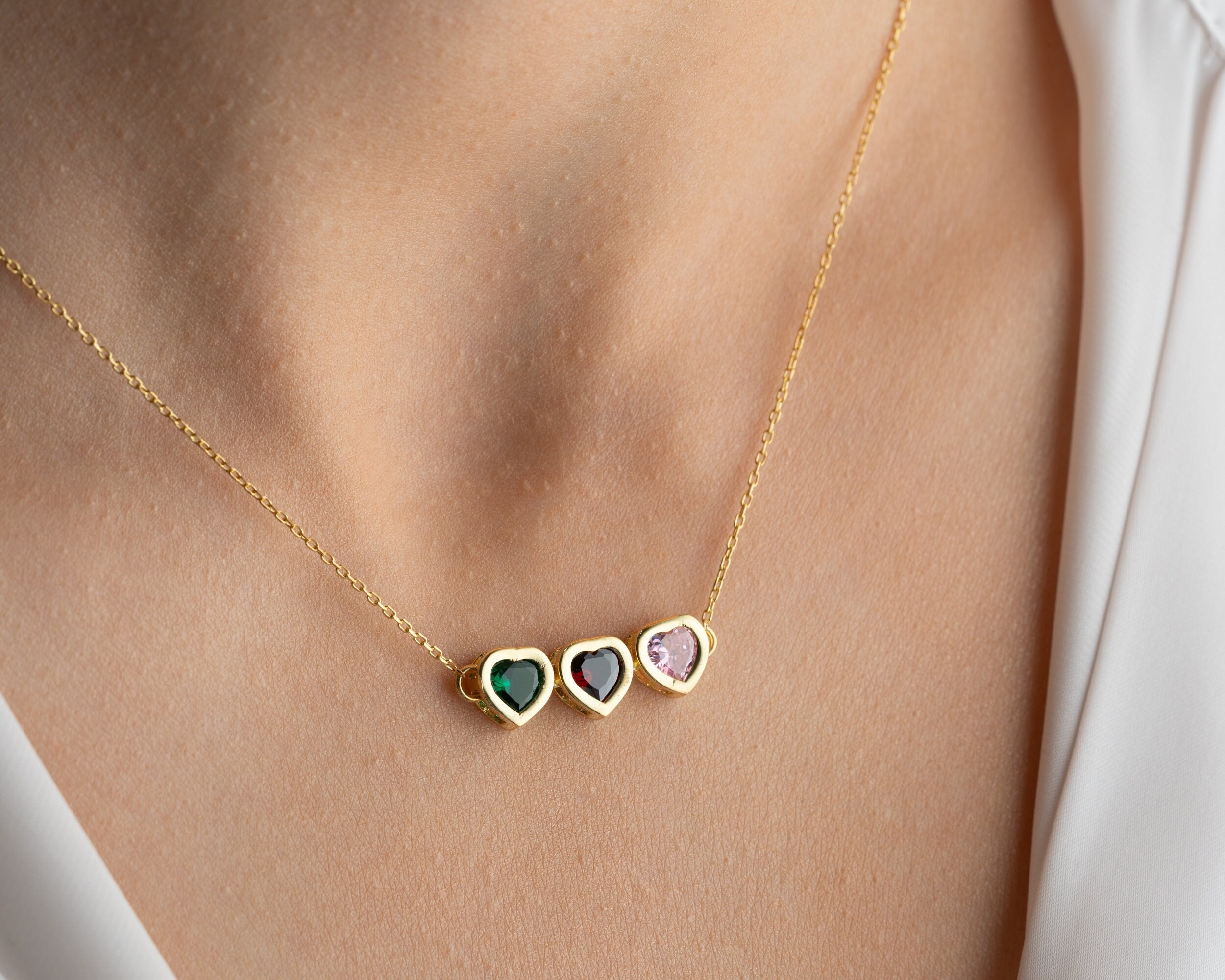 Silver Birthstone Necklace for Mom, Personalized Birthstone Necklace ...