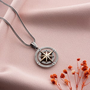 Handcrafted Sterling Silver Reversible Mens Compass Necklace, Men ...