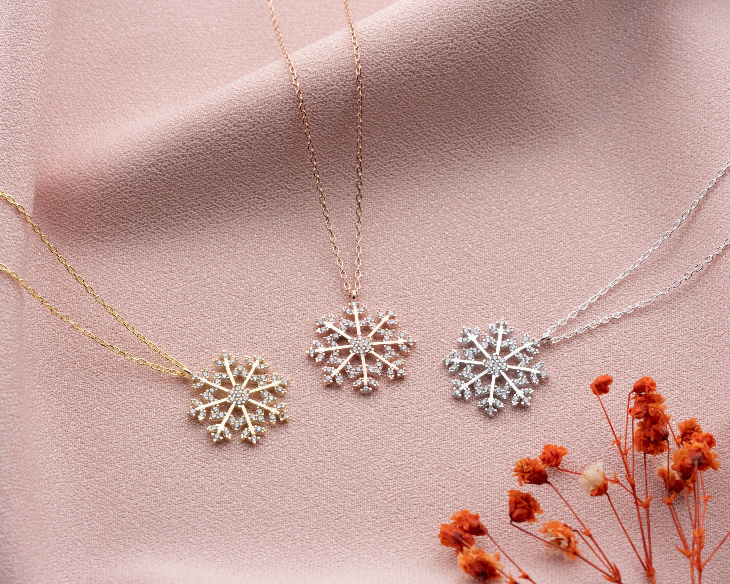 Silver Snowflake Necklace, Sparkling Winter Jewelry, Snowy Day ...