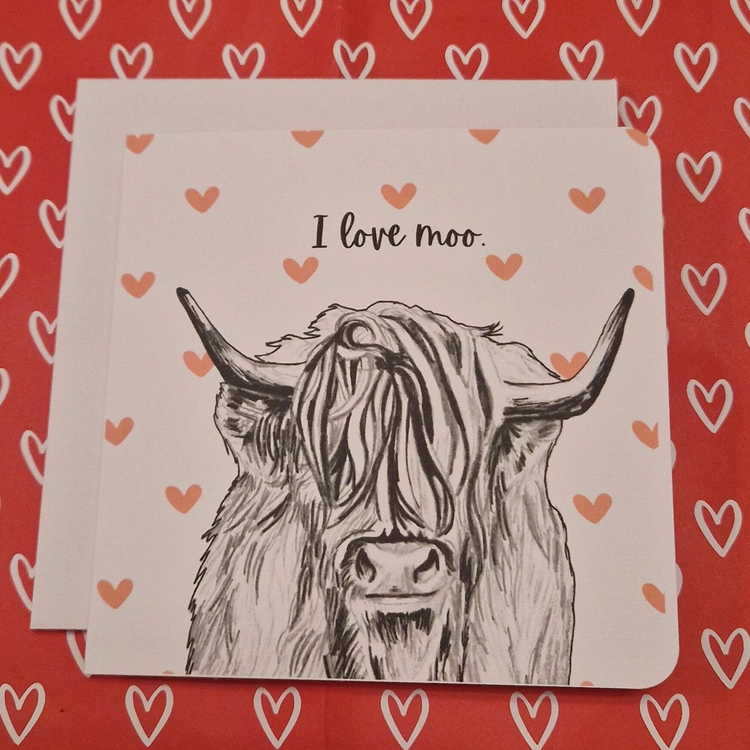 Cow Highland Cattle Card Valentine Anniversary Love Boyfriend ...
