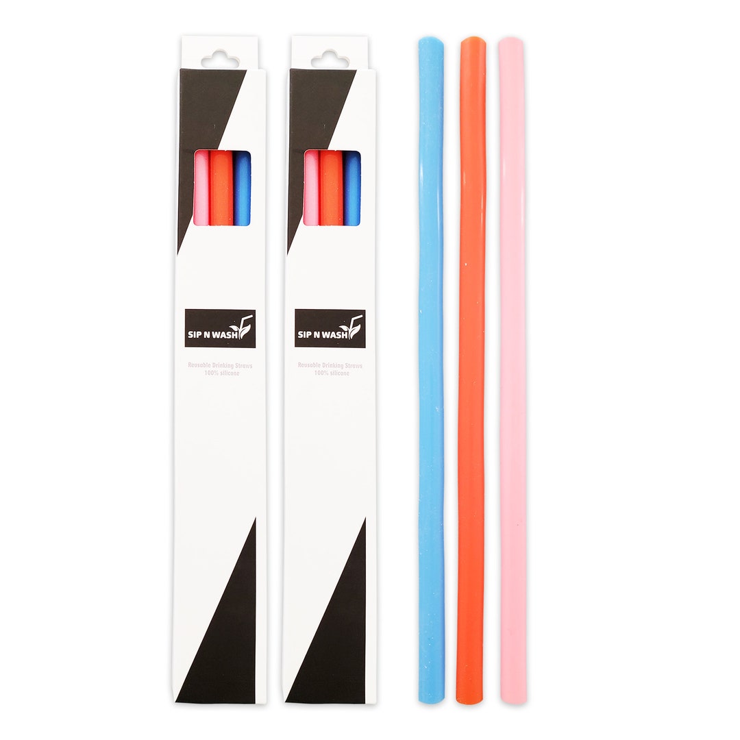 Sip N Wash, 6 Count, Reusable Straws, Resealable Straws, Silicone ...